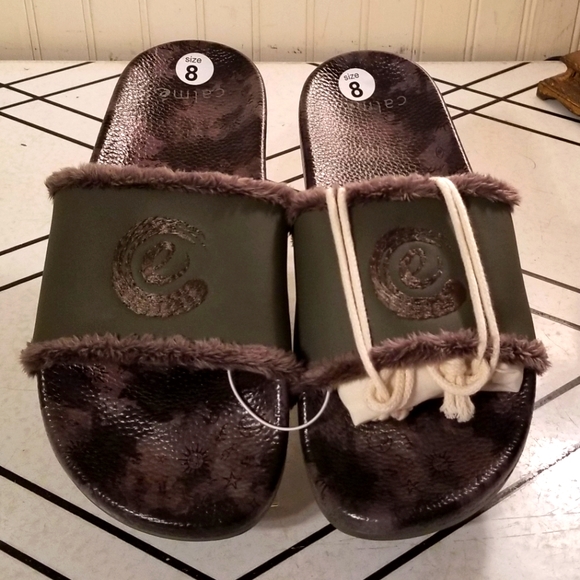 Johnny Was | Shoes | Johnny Was Calme Leather Slides In Green Camo ...